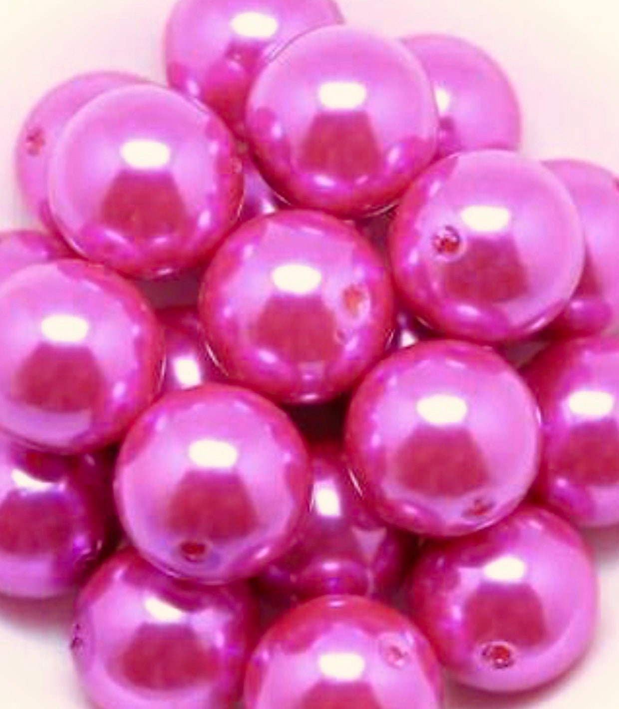 16mm Hot Pink Pearl Chunky Bubblegum Beads, Large Beads for Necklace ...