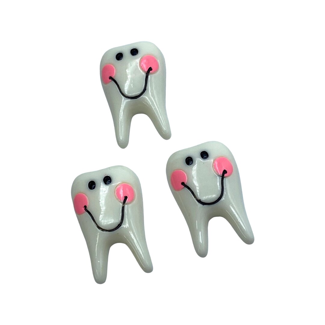 Smiley Tooth 30x20mm Resin Flat Back, Embellishment for DIY Bow ...