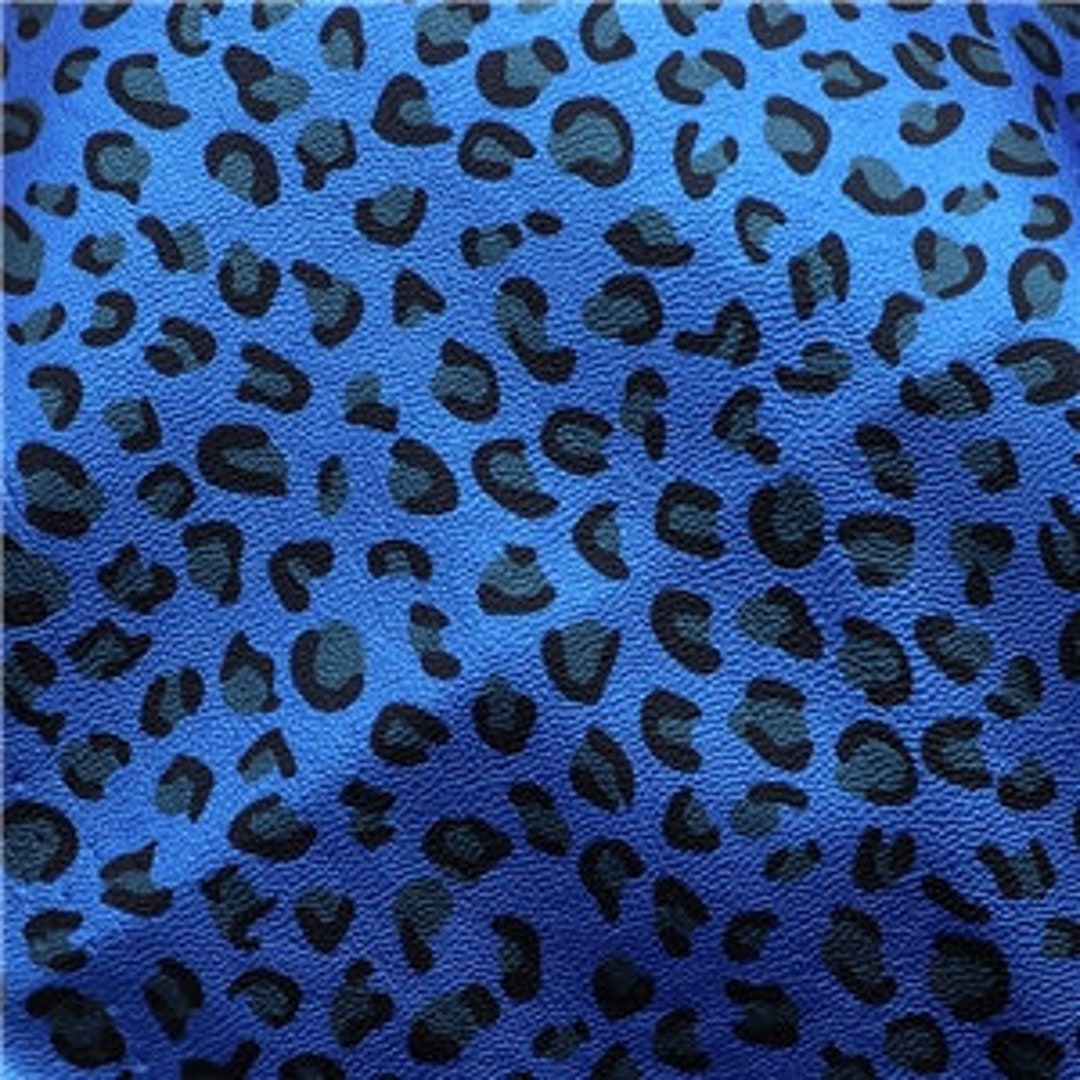 Royal Blue Leopard Print Faux Leather Sheet, Pattern Vinyl Fabric, Diy ...