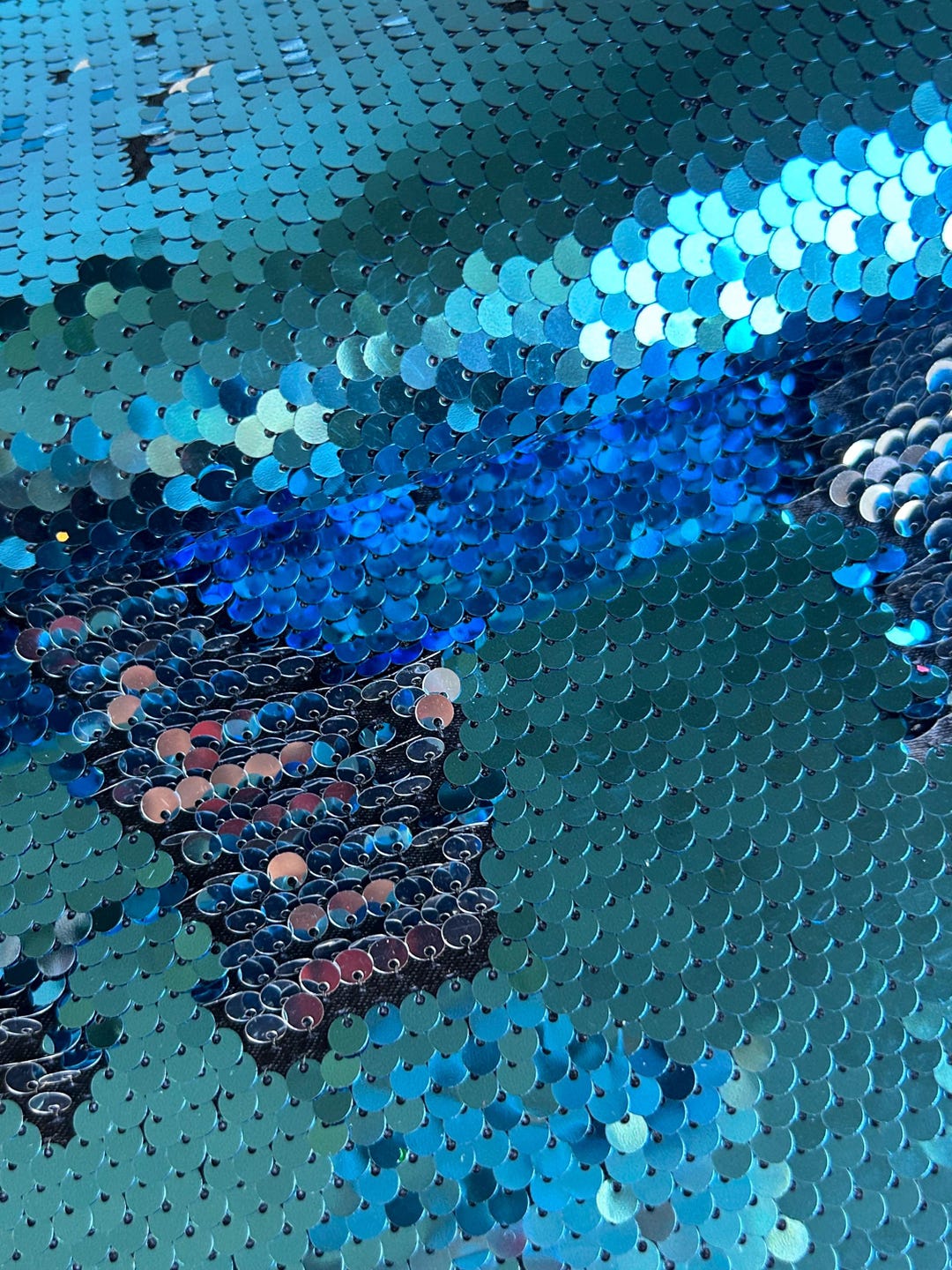 Turquoise & Silver Double Sided Sequin Faux Leather Sheet, Glitter ...