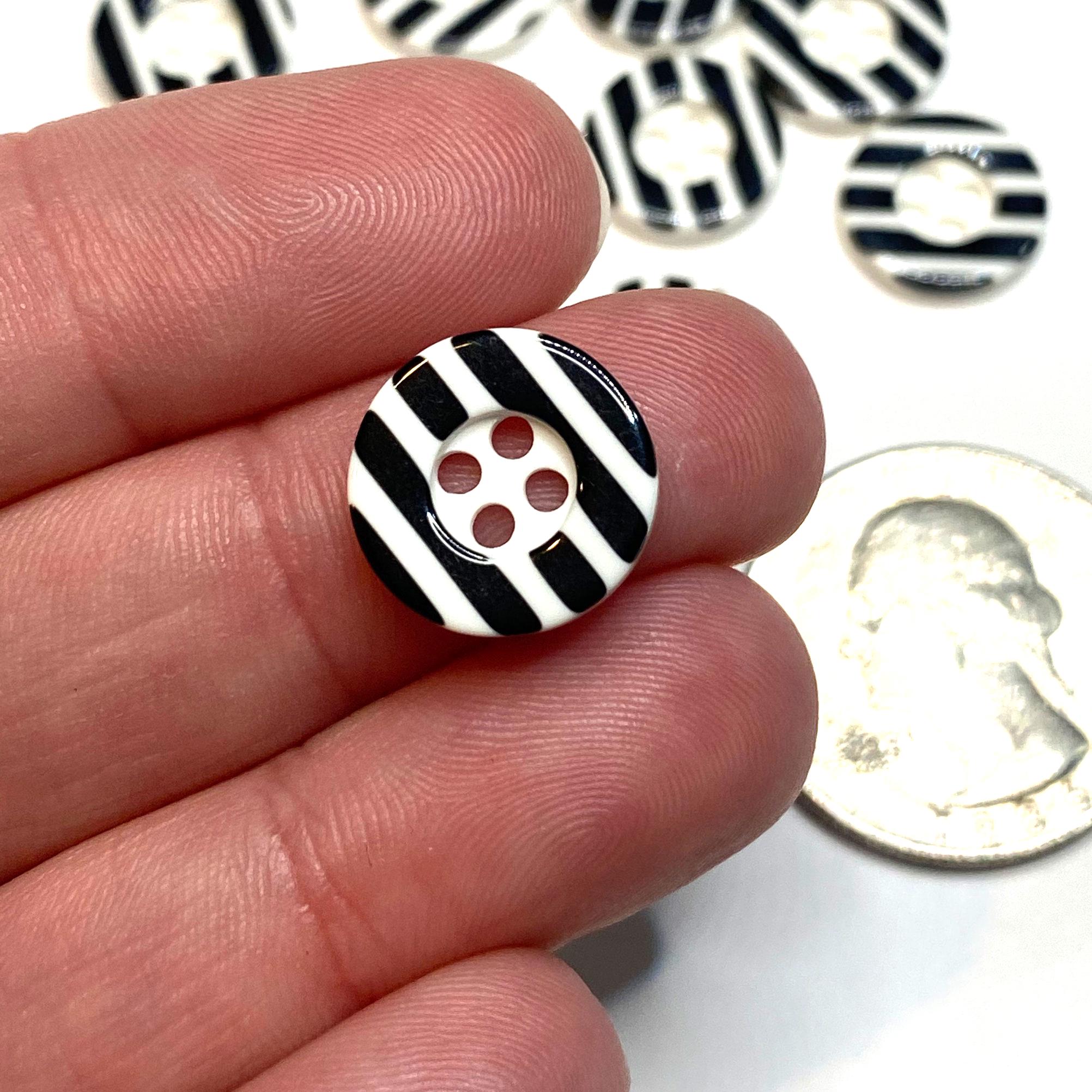 13mm 4 Hole Black Stripe Round Acrylic Sewing Buttons, Buttons for ...