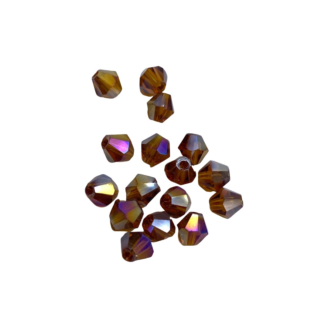 6mm Brown AB Faceted Glass Crystal Bicone Beads, Spacer Beads, Glass ...