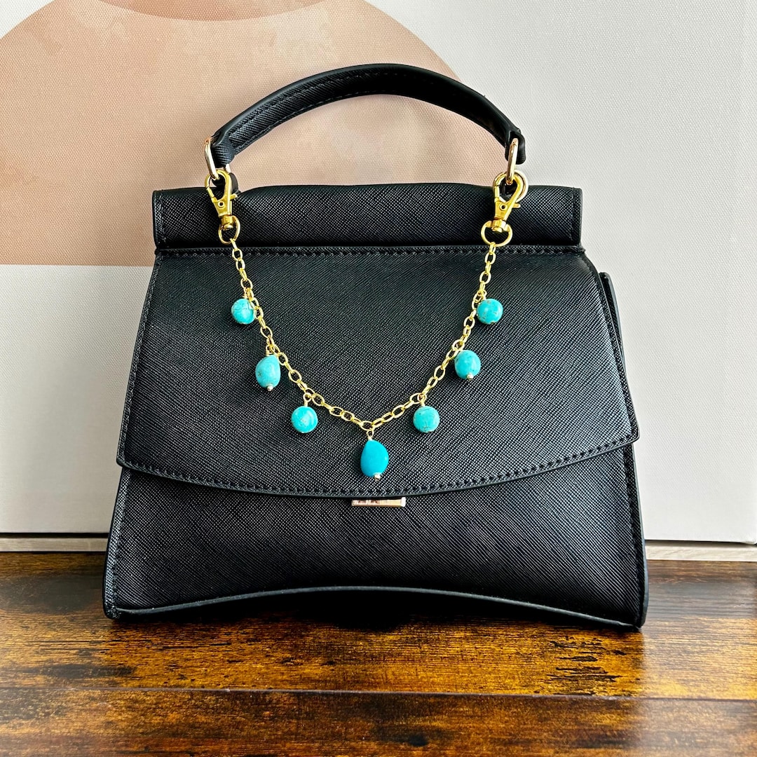 Turquoise Teardrop Bag Charm, Beaded Gemstone Keychain, December ...