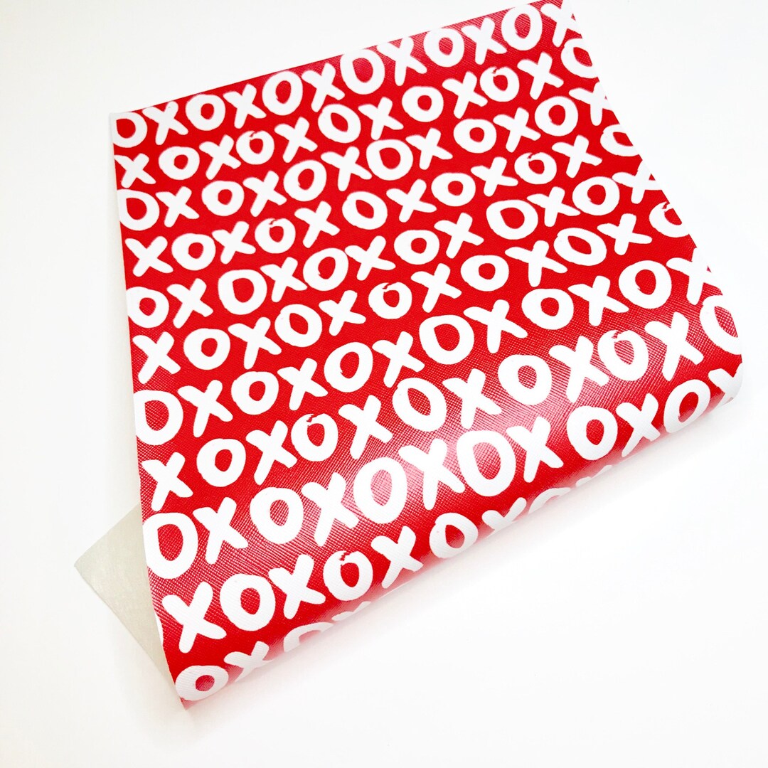 Red XOXO Printed Faux Leather Sheets, Valentine’s Day Pattern Vinyl ...
