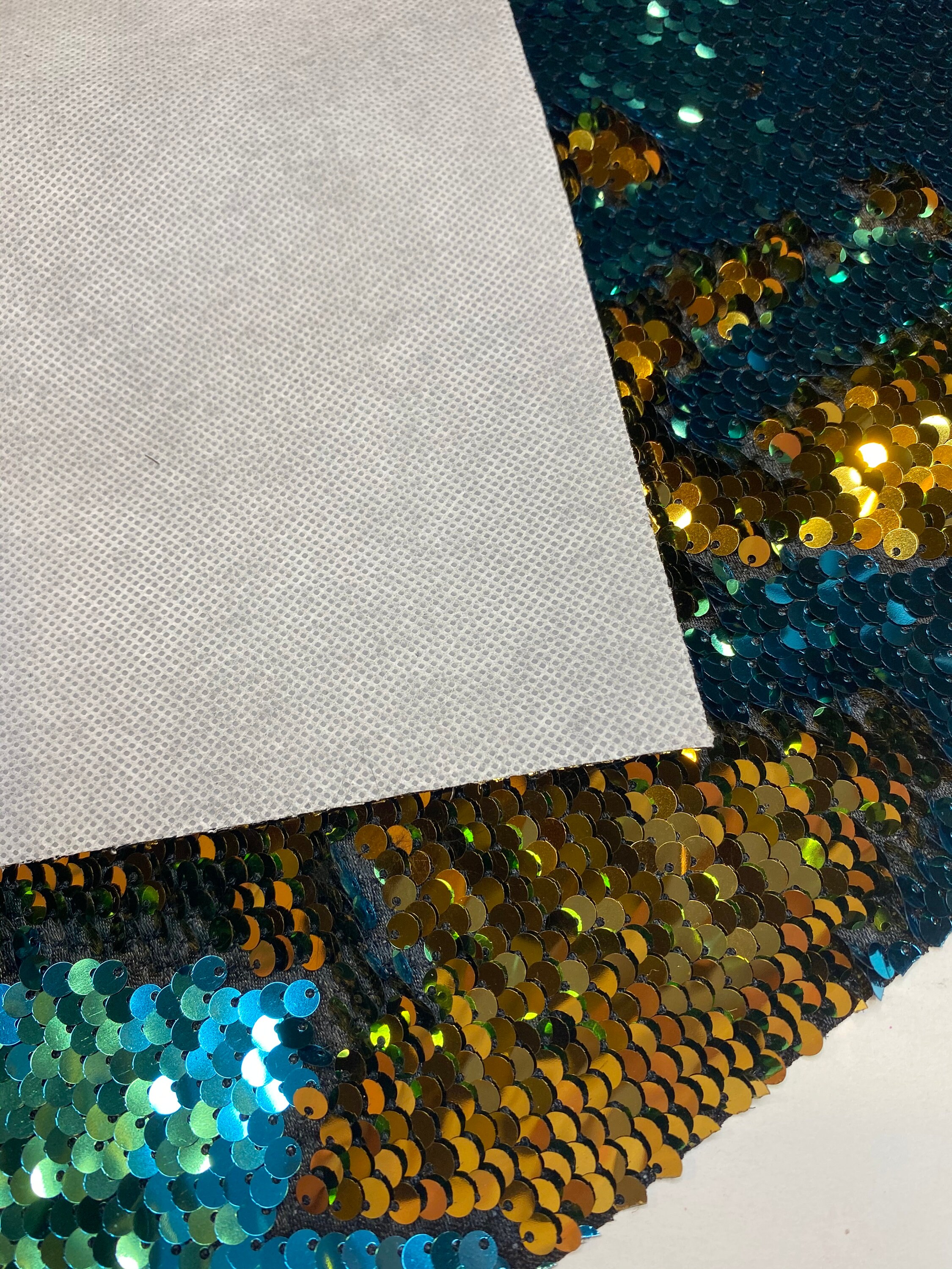 Turquoise & gold double sided sequin faux leather sheets | Etsy