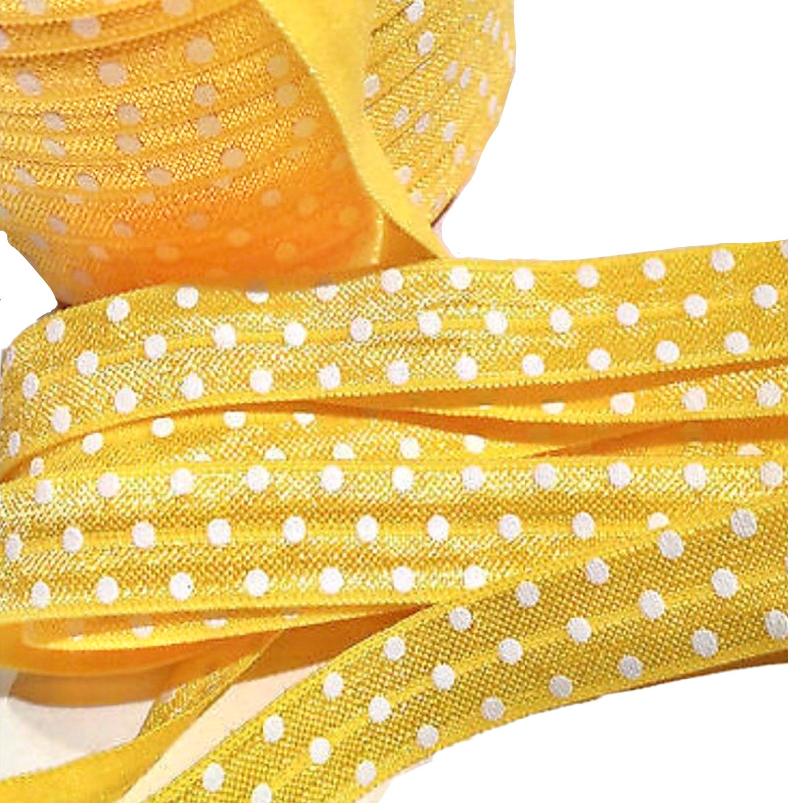 Yellow Polka Dot Print 5/8 Fold Over Elastic FOE 1-10 - Etsy