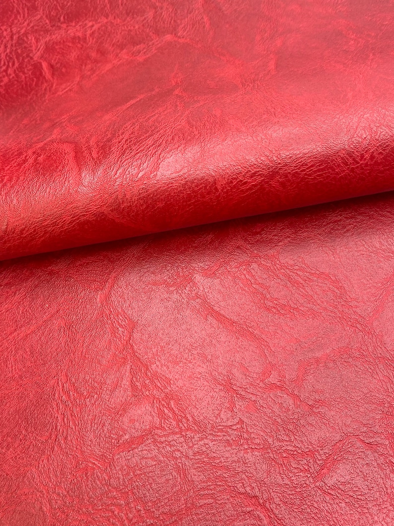 Red Distressed Solid Faux Leather Sheets, Aged Synthetic Vinyl Fabric ...