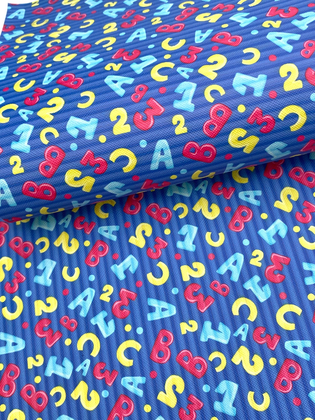 Blue ABC 123 Back to School Print Faux Leather Sheet Pattern - Etsy