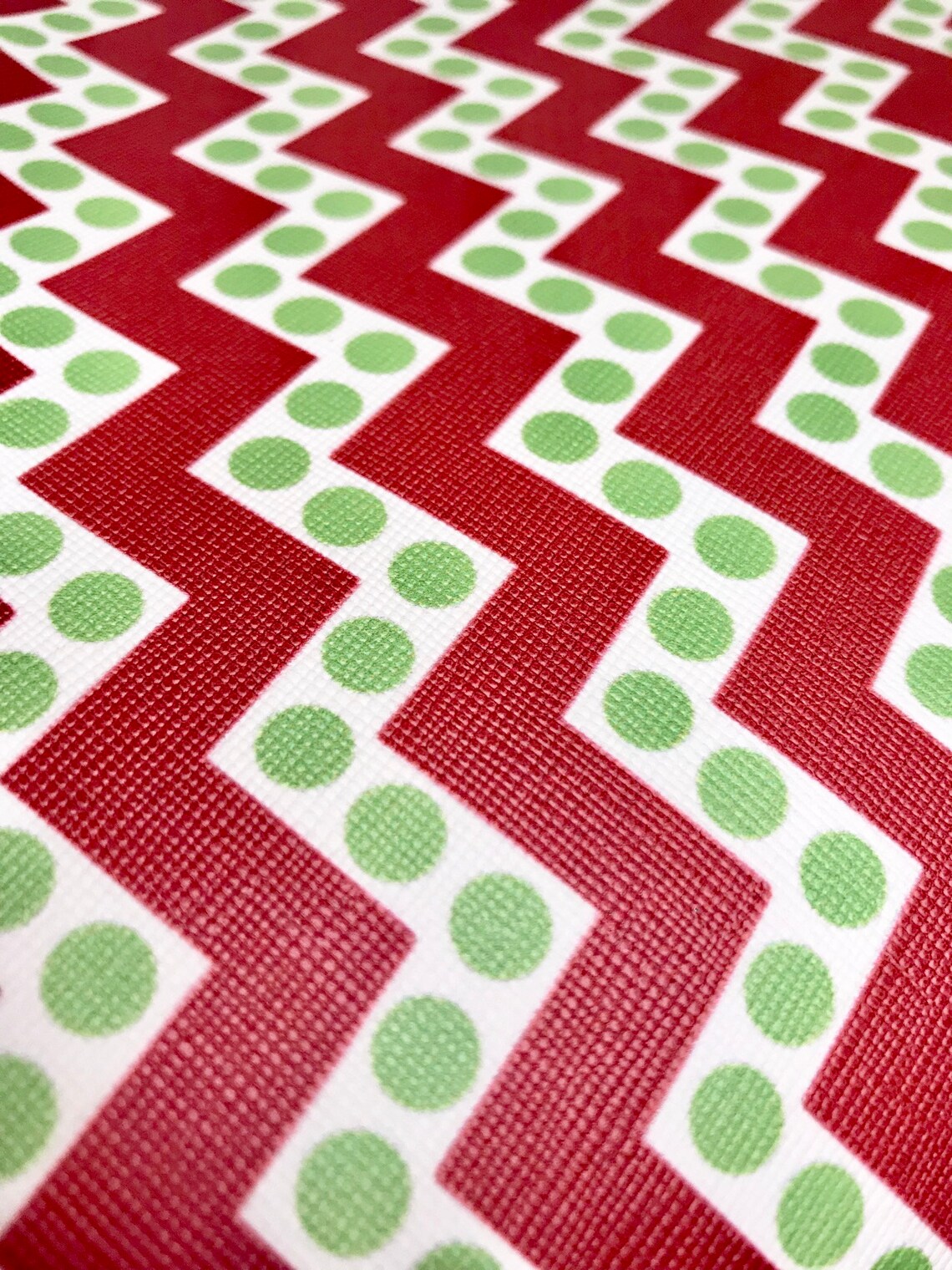 Red & Green Chevron Polka Dot Christmas Printed Faux Leather - Etsy