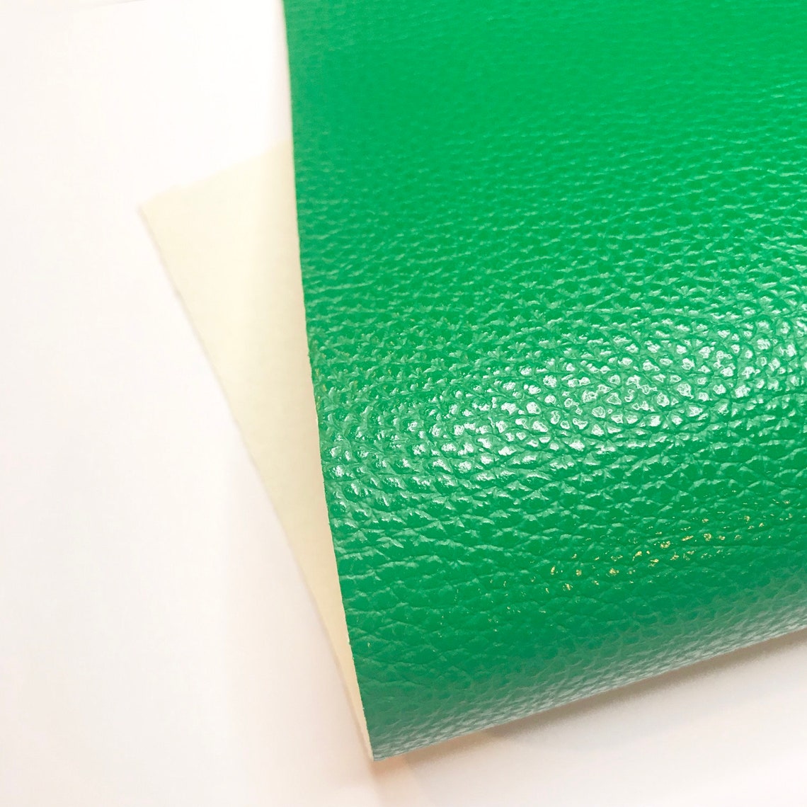 Green Textured Solid Faux Leather Sheets Synthetic Pebble | Etsy