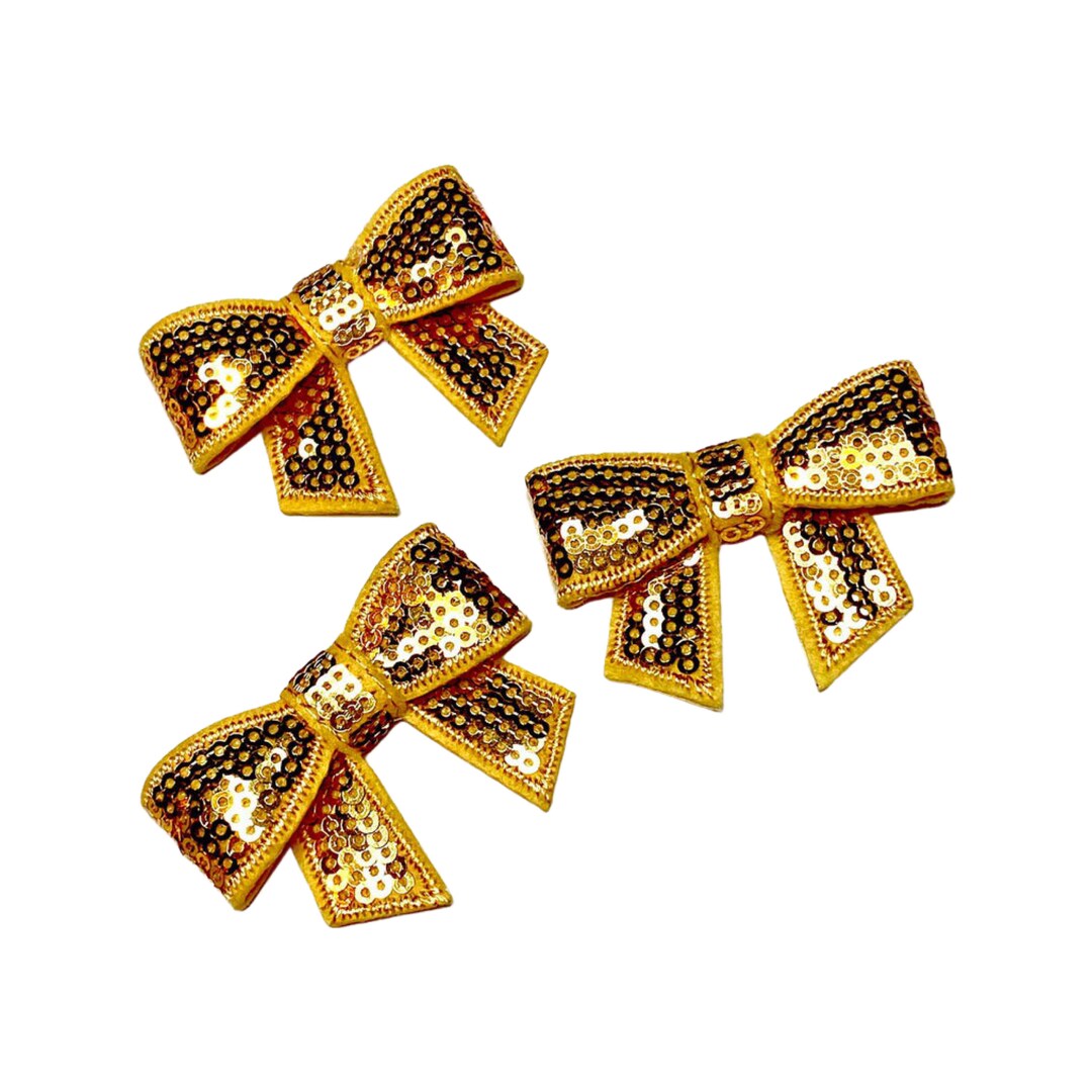 Gold 2” Sequin Bow, Sequined Applique, DIY Baby Headband and Hair Bows ...