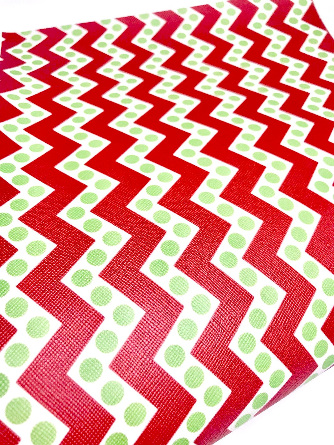 Red & Green Chevron Polka Dot Christmas Printed Faux Leather Sheets ...