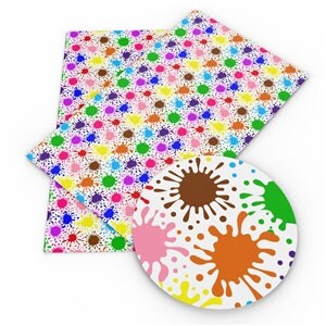 Rainbow Splatter Printed Faux Leather Sheets, Pattern Vinyl Fabric, Diy ...