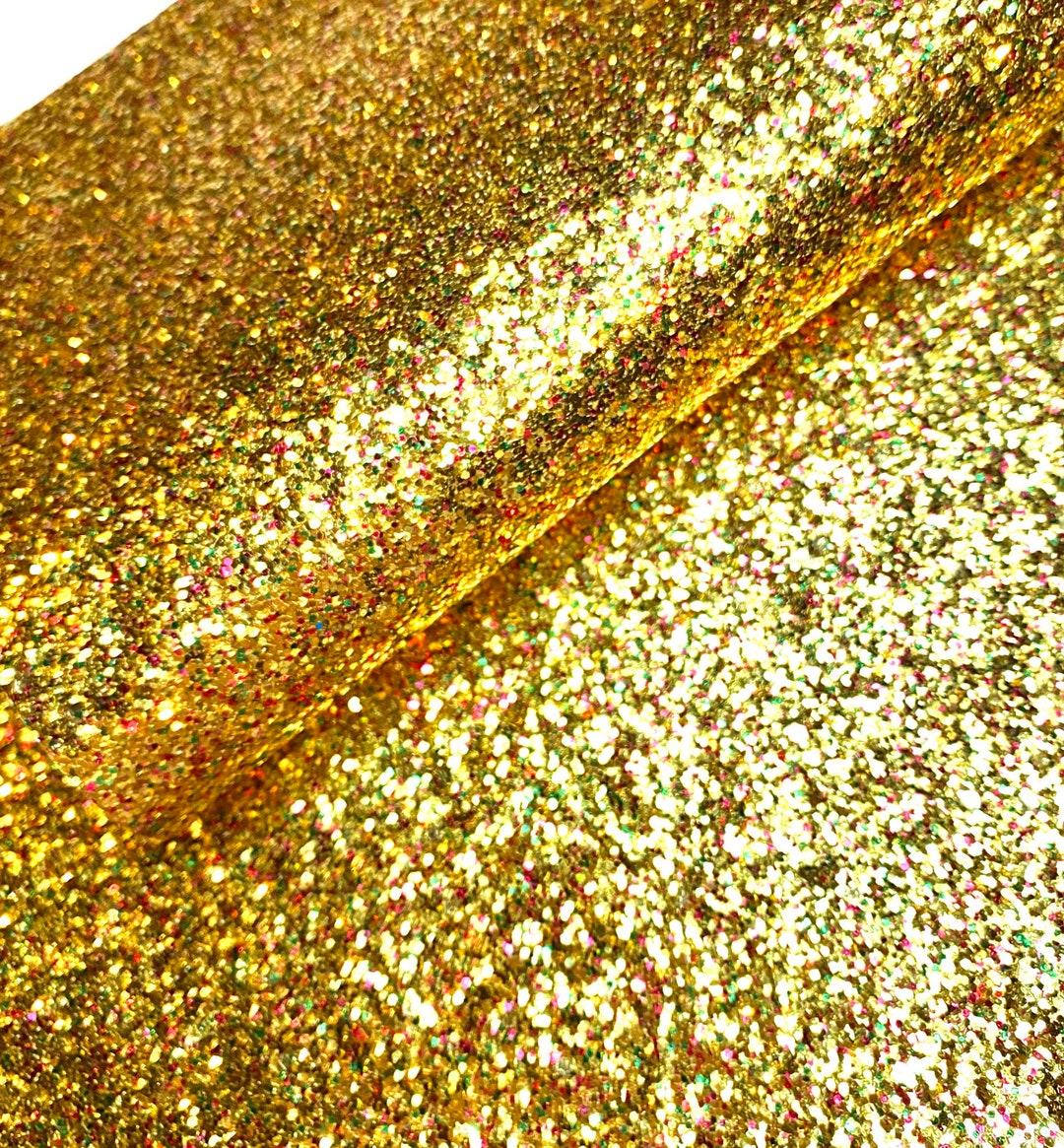Gold Pink & Green Chunky Mix Glitter Canvas Faux Leather Sheet, Vinyl ...