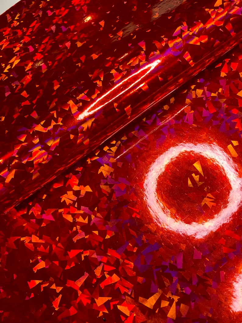 Red Holographic Metallic Faux Leather Sheets Vinyl Fabric for - Etsy