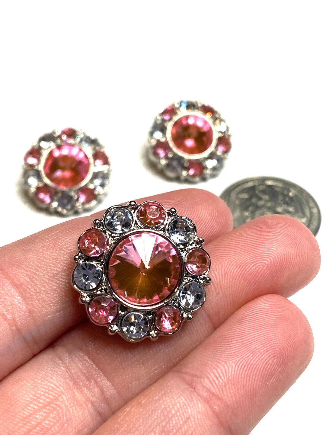 Pink & Clear 20mm Rhinestone Shank Buttons: DIY Hair Bow Center ...