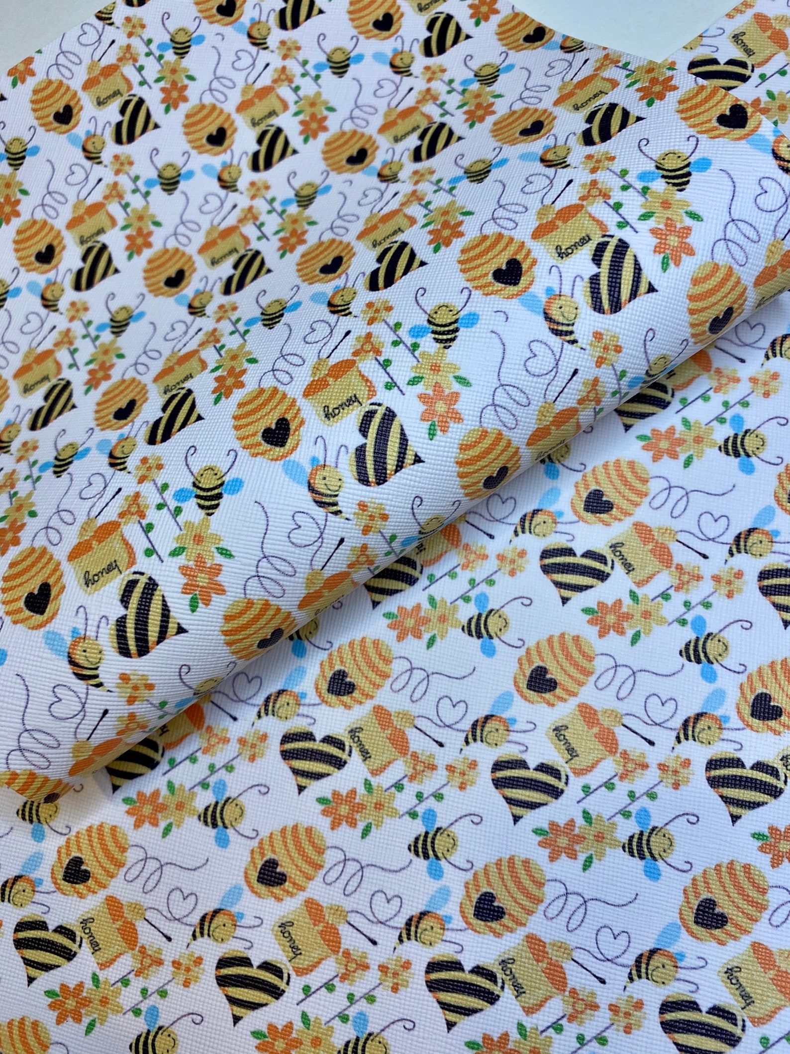 Honey Bee Printed Faux Leather Sheets Pattern Vinyl Fabric - Etsy