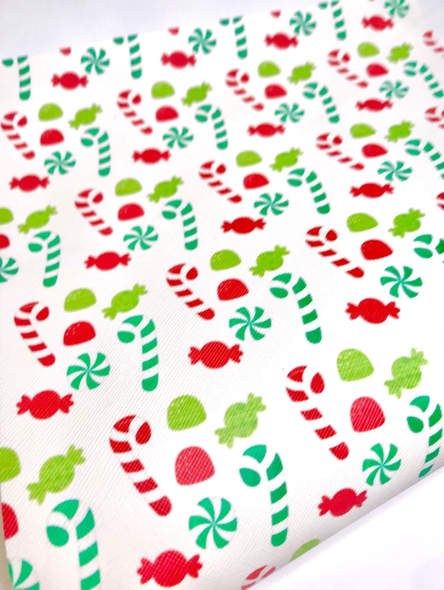 Christmas candy cane & peppermints printed faux leather sheets | Etsy