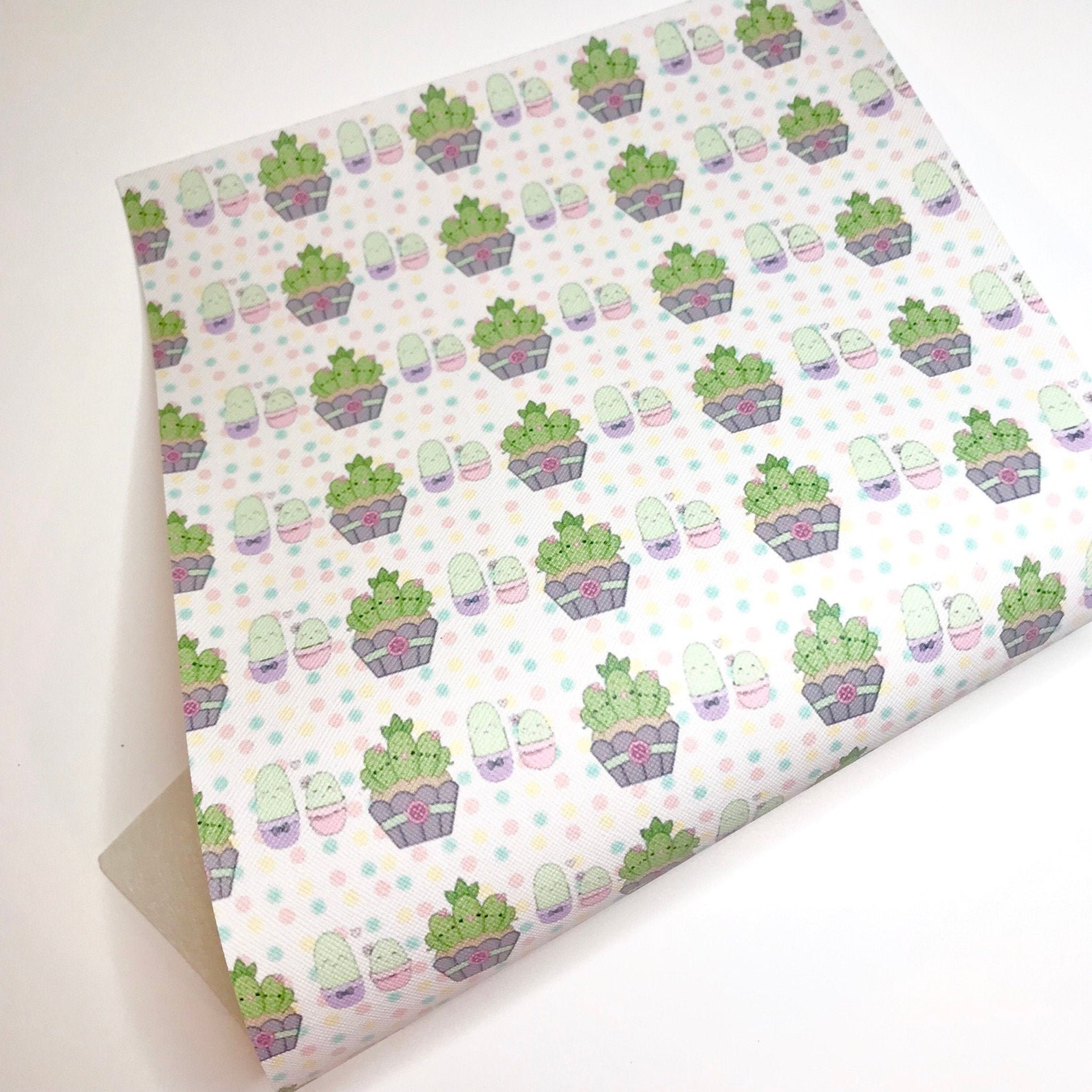 Cactus Floral Printed Faux Leather Sheet Pattern Vinyl | Etsy