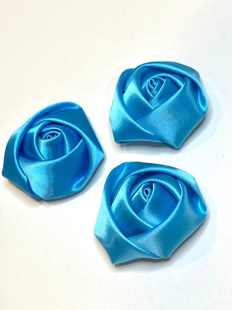 Sky Blue 1.5 Satin Rolled Rose Fabric Flower DIY Baby | Etsy