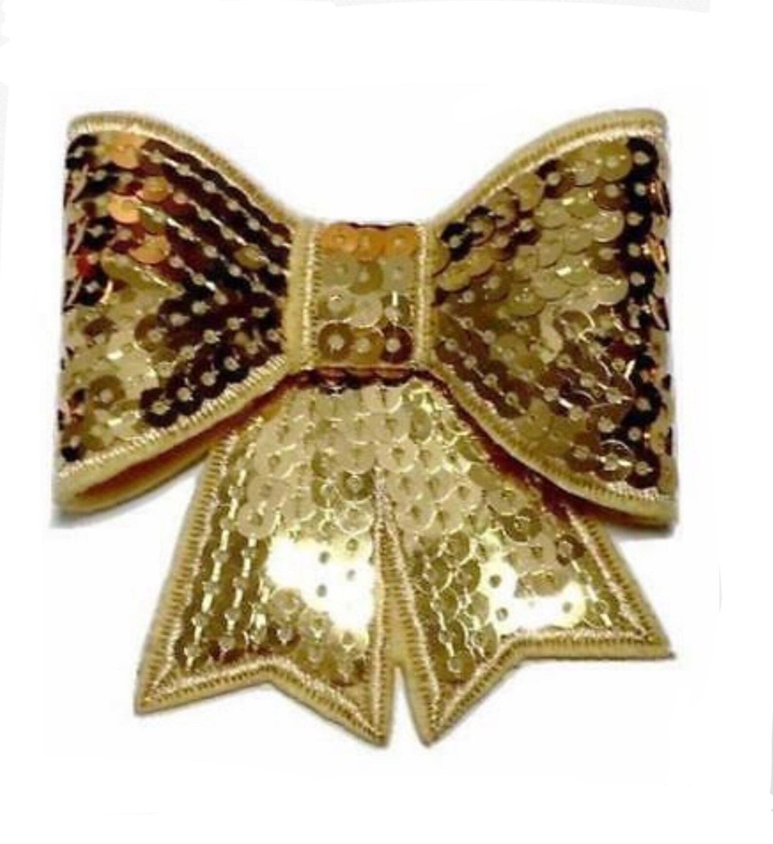 Gold 3 sequin bow jumbo sequined applique DIY baby | Etsy