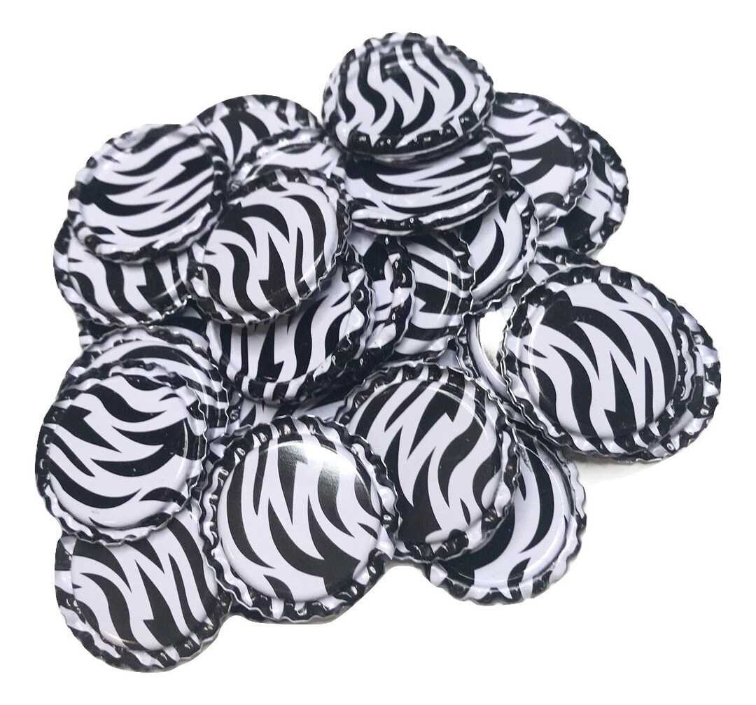 Zebra Print Flattened 1 Bottle Caps for Hair Bow Centers DIY Headband ...