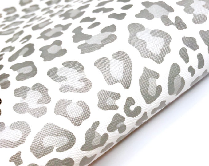 Gray Leopard Printed Faux Leather Sheets Vinyl Pattern Fabric for Diy ...