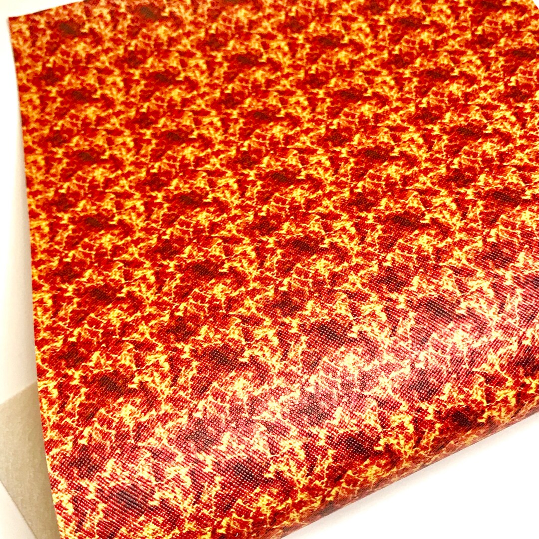 Fire Flames Printed Faux Leather Sheets Pattern Vinyl Fabric Diy ...
