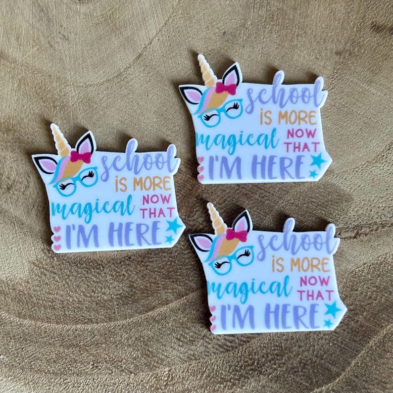 School is Magical Unicorn 37x32mm Planar Resin, Flat Back Embellishment ...