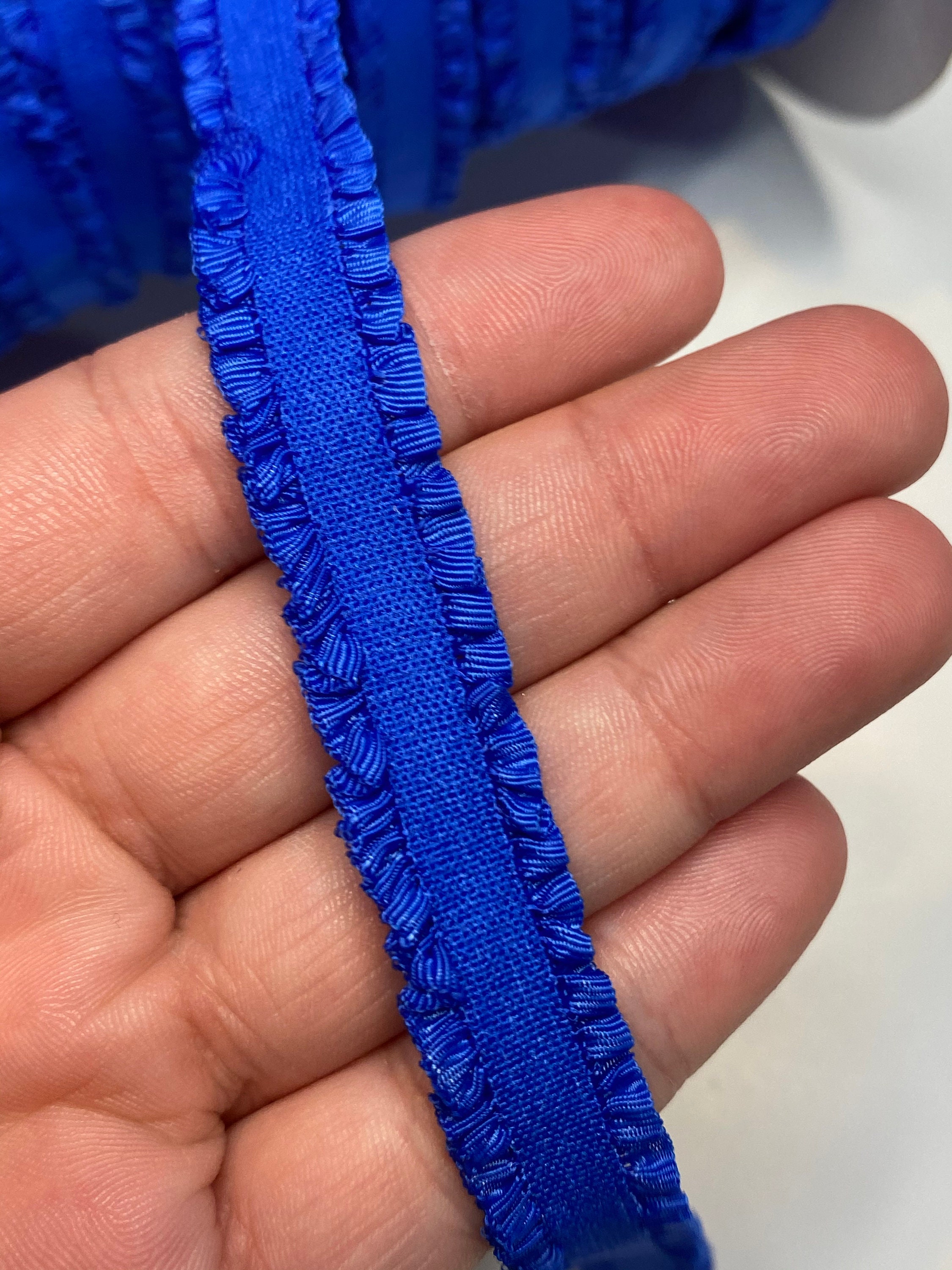 Royal blue 1/2 ruffle edge elastic trim 1-5 yards elastic | Etsy