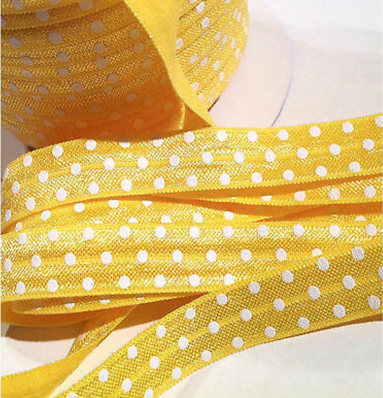 Yellow Polka Dot Print 5/8 Fold Over Elastic FOE 1-10 - Etsy