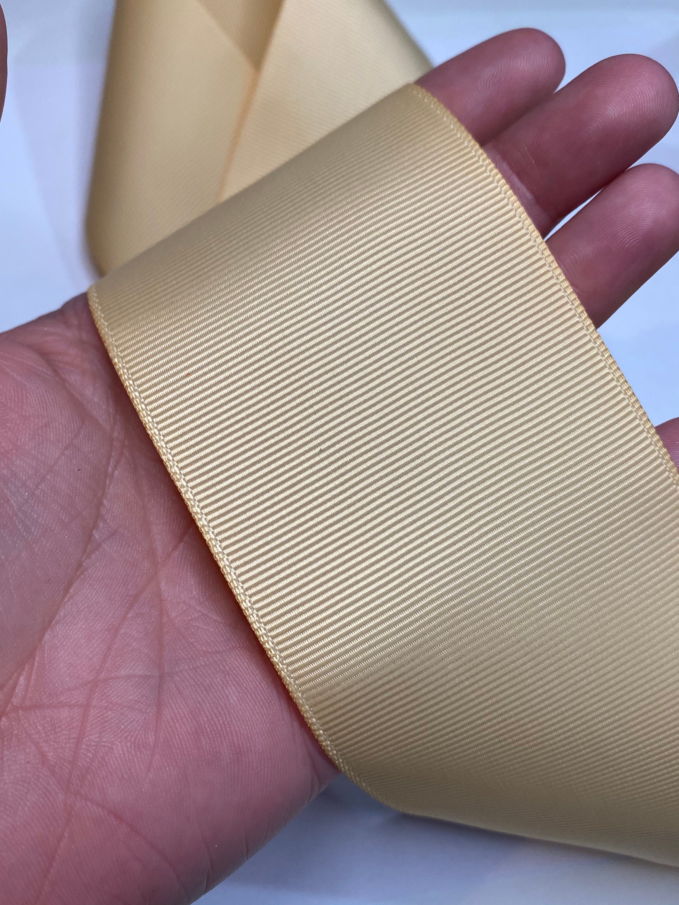 Beige 2 1/4 grosgrain ribbon solid by the yard diy hair bows | Etsy