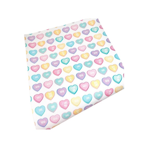 Candy Hearts Printed Faux Leather Sheet Vinyl Fabric Pattern | Etsy