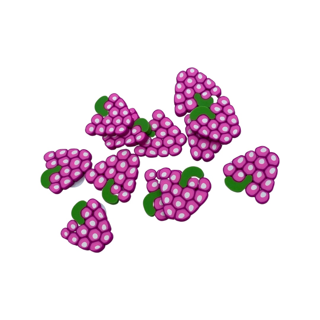 Purple Grapes 20x20mm Polymer Clay Fruit Slices, Flat Back ...