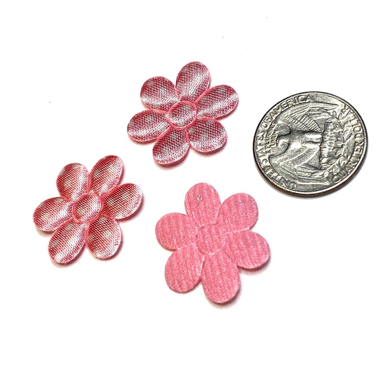CLEARANCE Light Pink Polka Dot Flower 28mm Satin Padded Appliqués, DIY ...