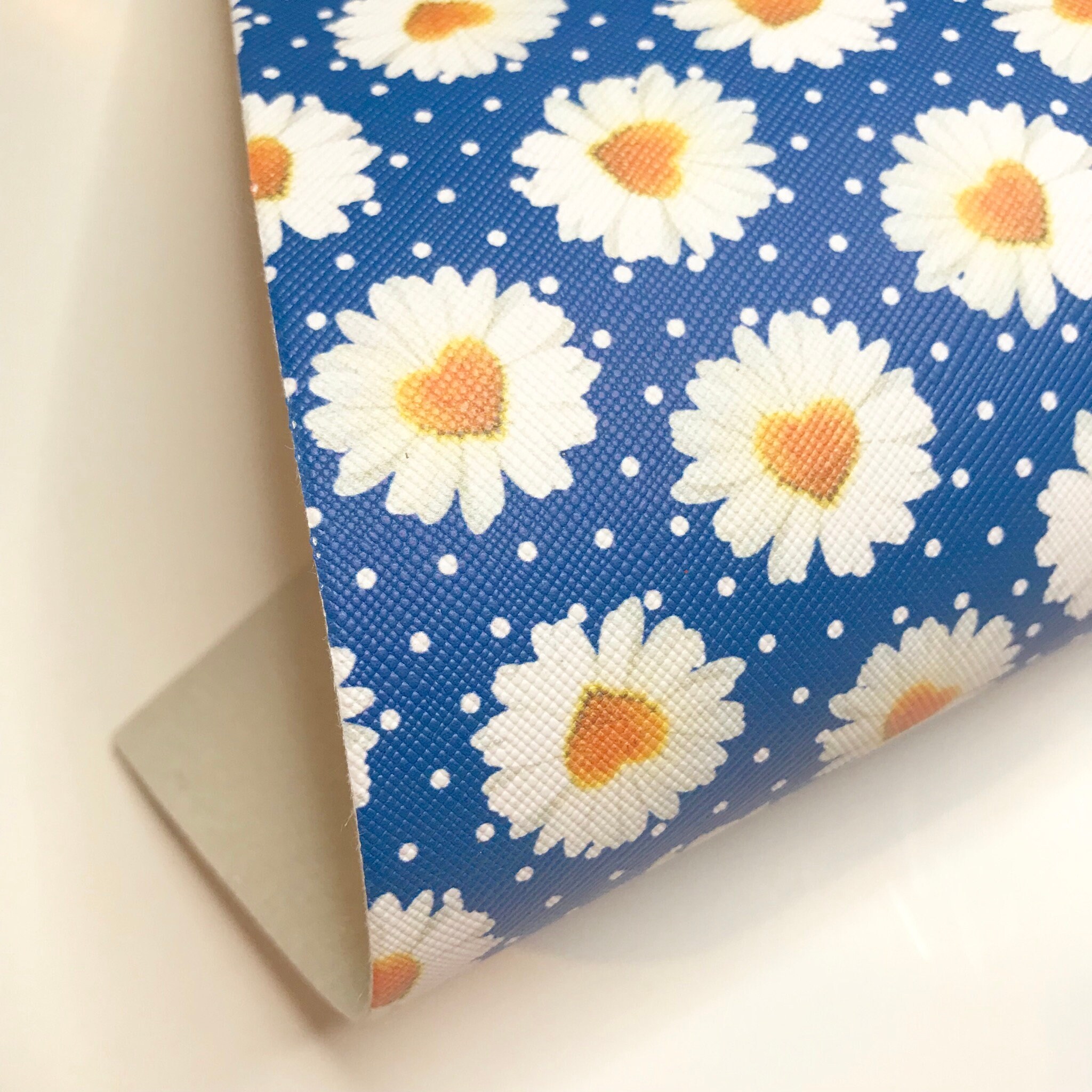 Daisy Floral Printed Faux Leather Sheet Vinyl Fabric Pattern - Etsy