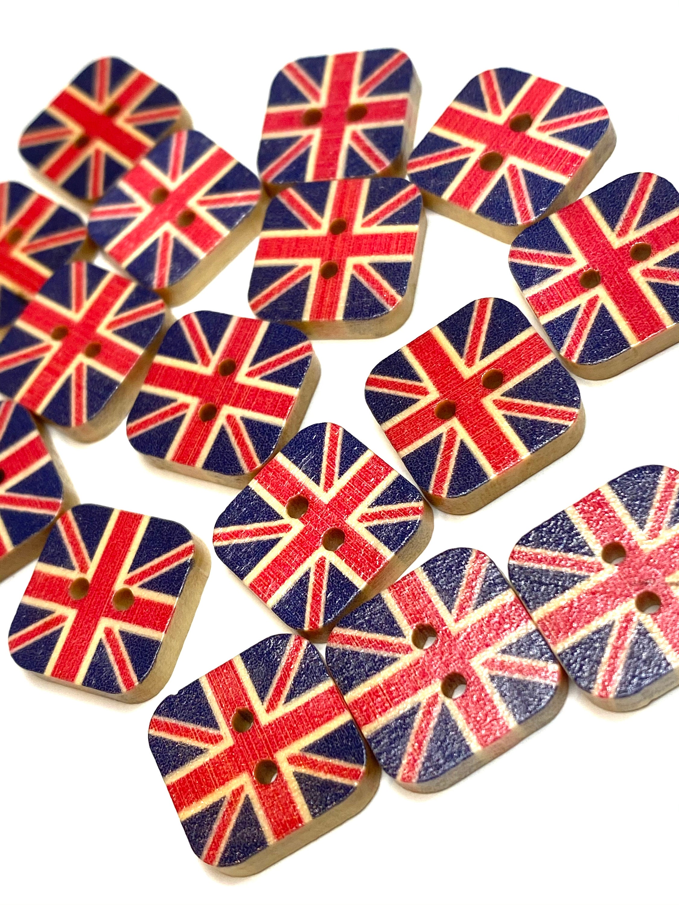 15mm 2 Hole British Flag Square Wood Sewing Buttons Buttons - Etsy