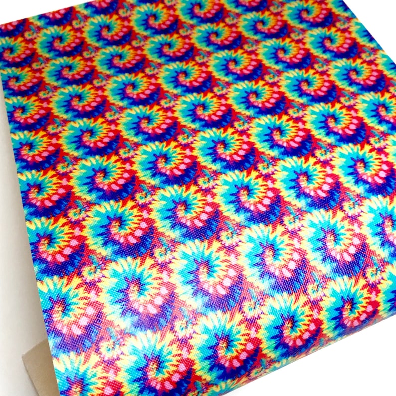 Rainbow Tie Dye Swirl Printed Faux Leather Sheet Vinyl Fabric | Etsy