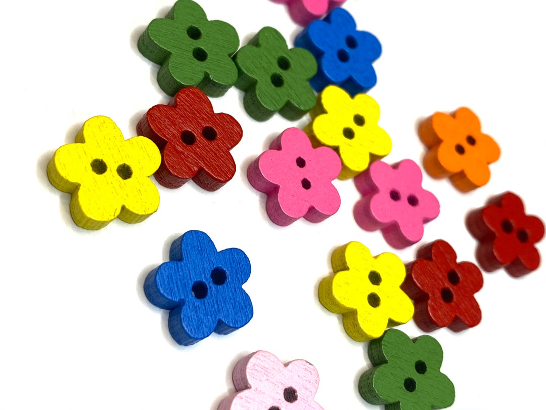 13mm 2 Hole Flower Wooden Sewing Button ASSORTED COLORS, Buttons for ...