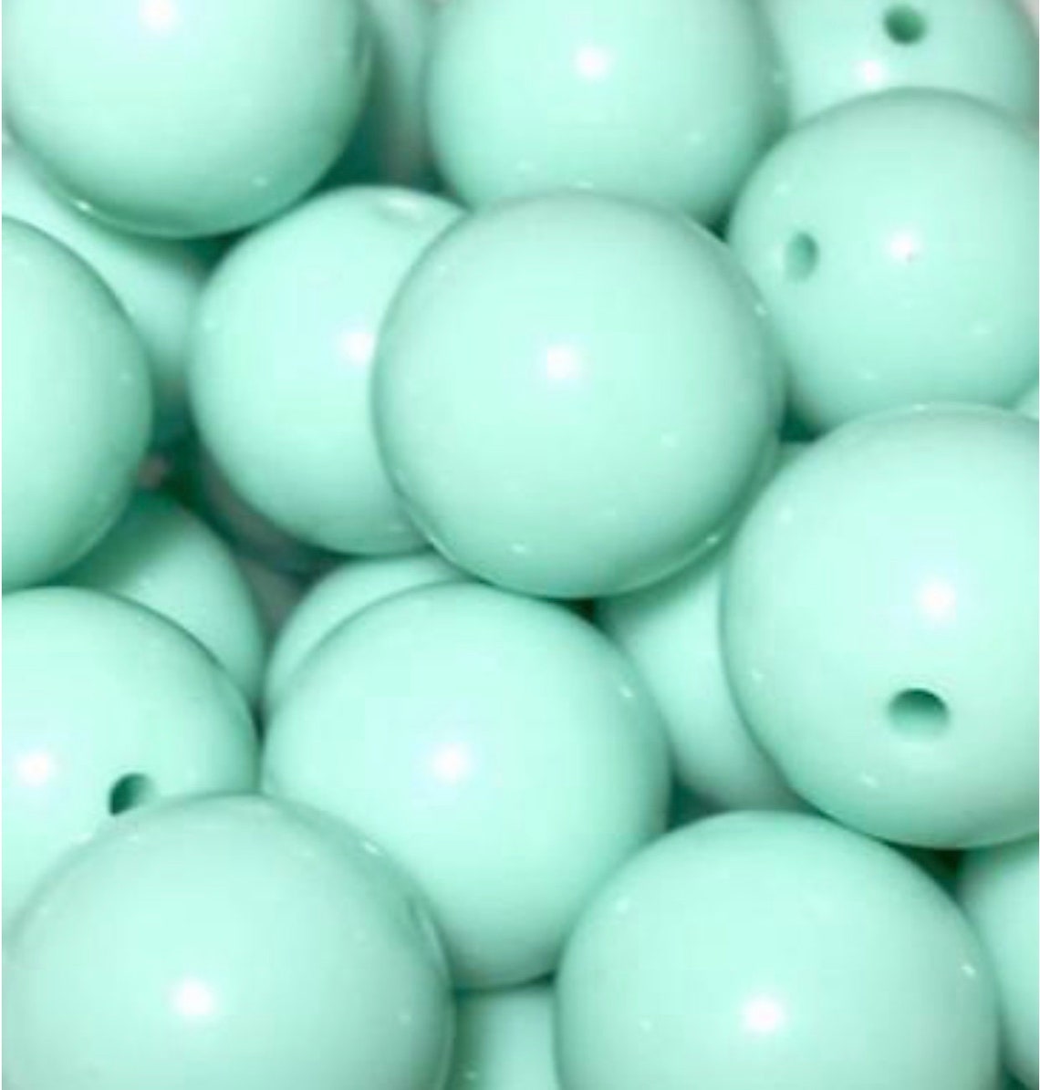 20mm Light Mint Green Chunky Bubblegum Beads Large Beads for - Etsy