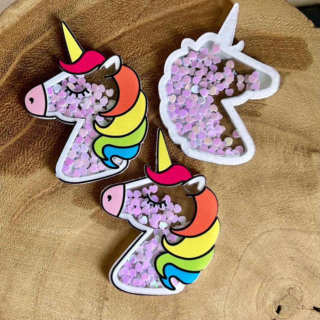 Rainbow Unicorn Resin Shaker: Sequin Filled Hair Bow Embellishment ...