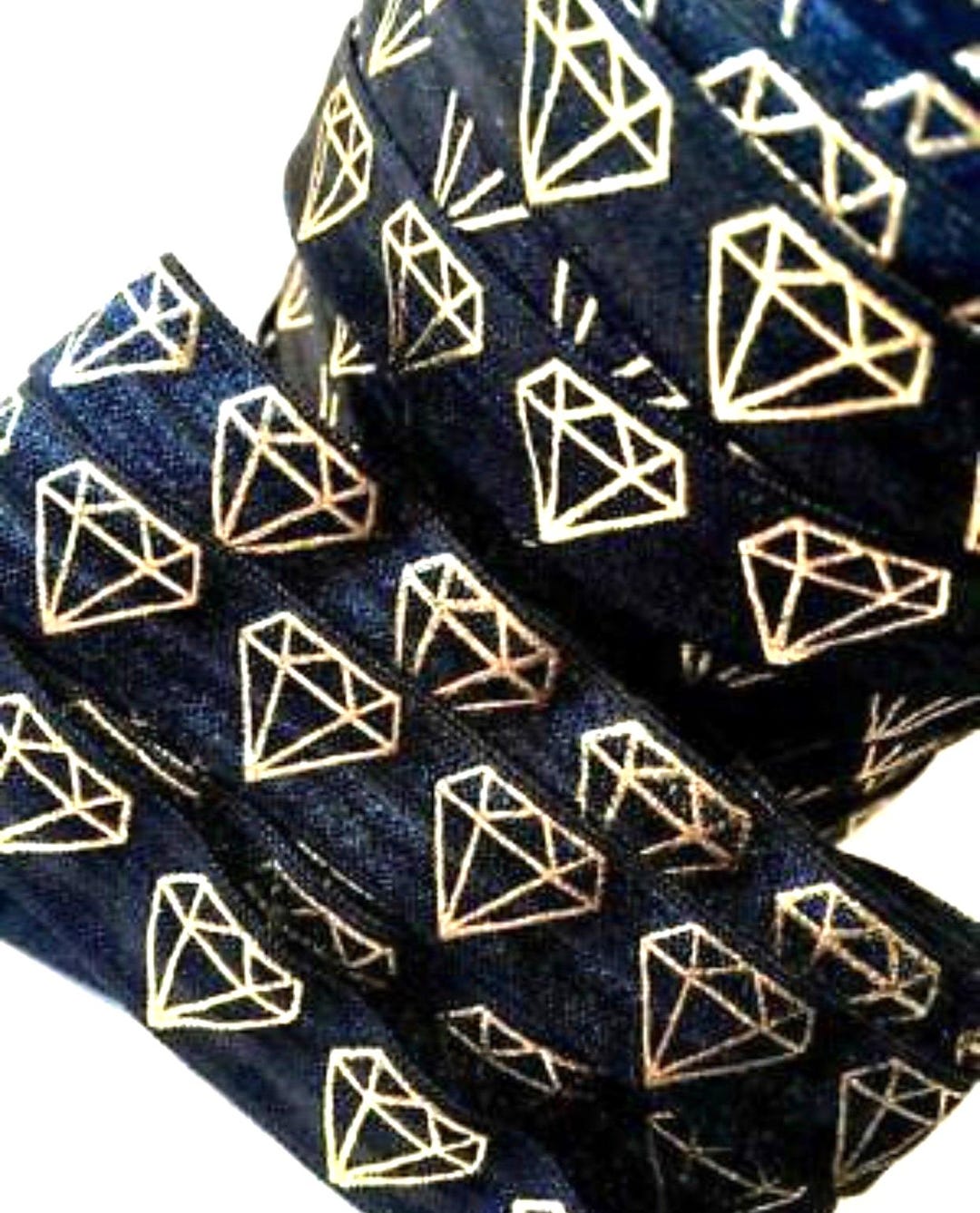 Metallic Gold Diamond Print Fold Over Elastic: 5/8" FOE, DIY Headbands ...