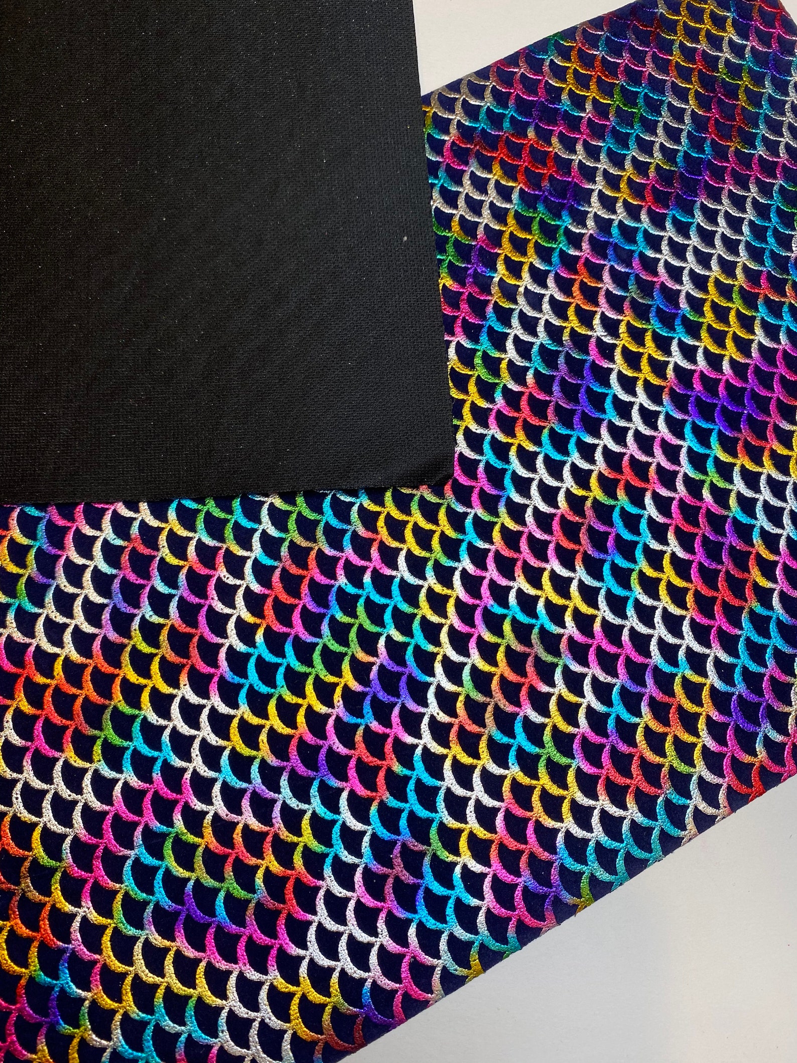 Royal Blue Metallic Rainbow Mermaid Scales Printed Faux Leather Sheet ...