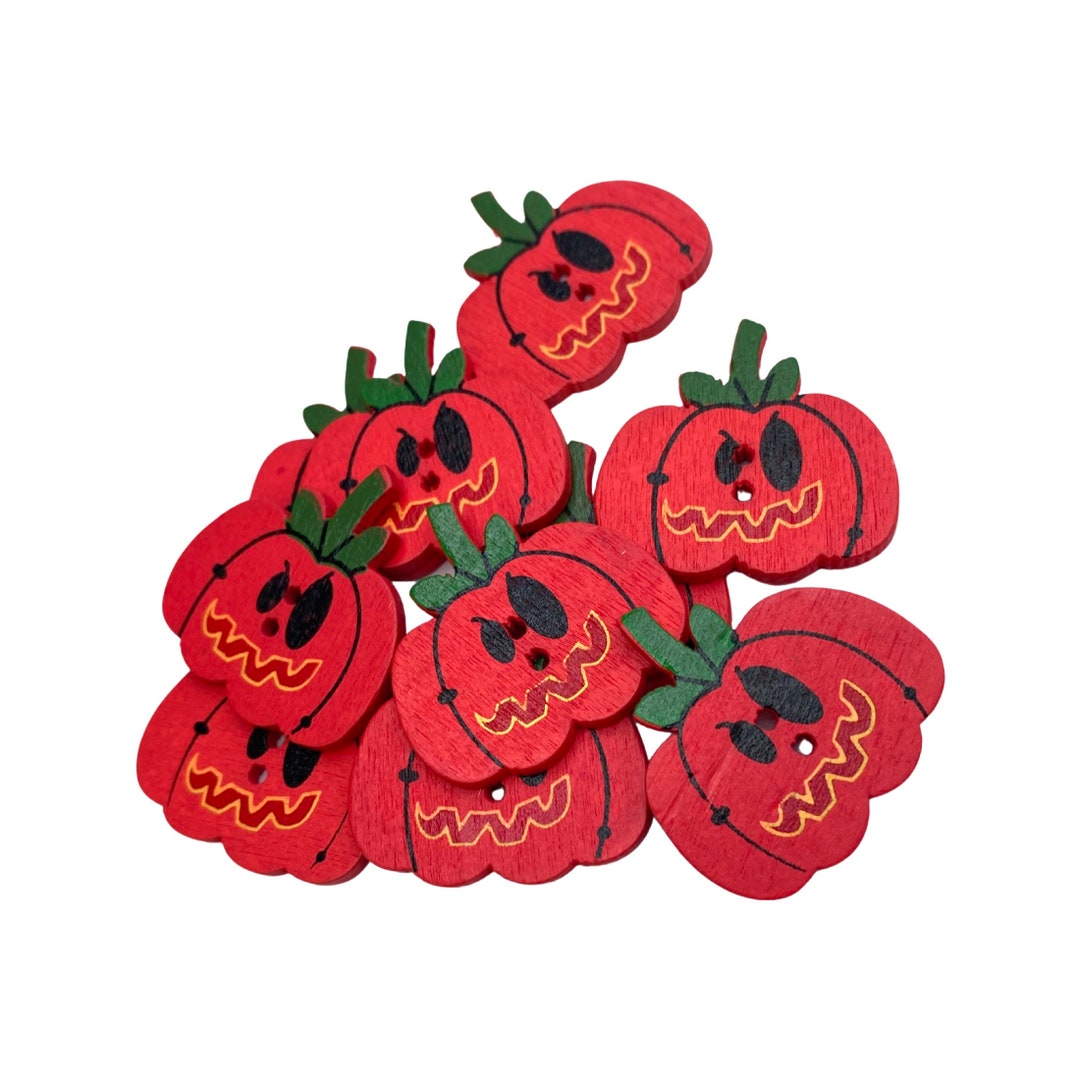 29mm 2 Hole Halloween Pumpkin Wooden Sewing Button, Buttons for ...
