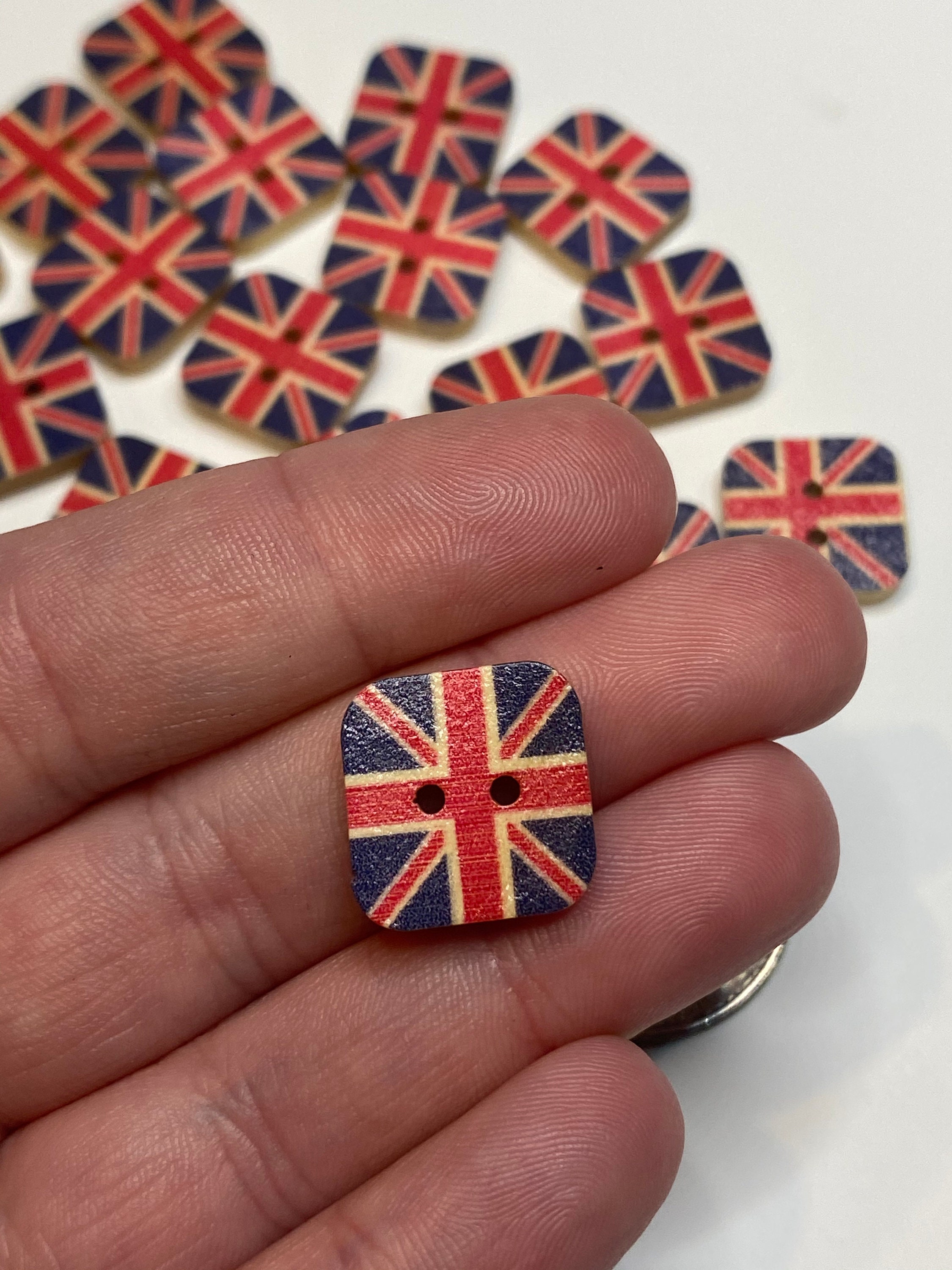 15mm 2 Hole British Flag Square Wood Sewing Buttons Buttons - Etsy