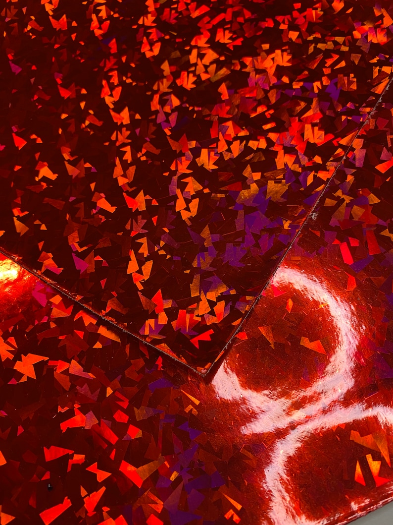 Red Holographic Metallic Faux Leather Sheets Vinyl Fabric for - Etsy