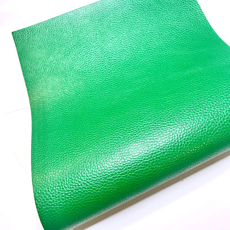 Green Textured Solid Faux Leather Sheets Synthetic Pebble | Etsy
