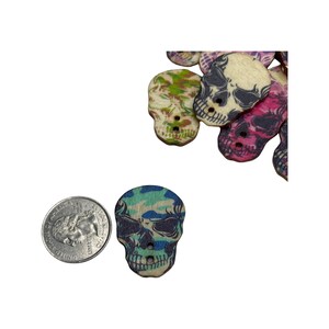33mm 2 Hole Skeleton Skull Wooden Sewing Button ASSORTED COLORS ...