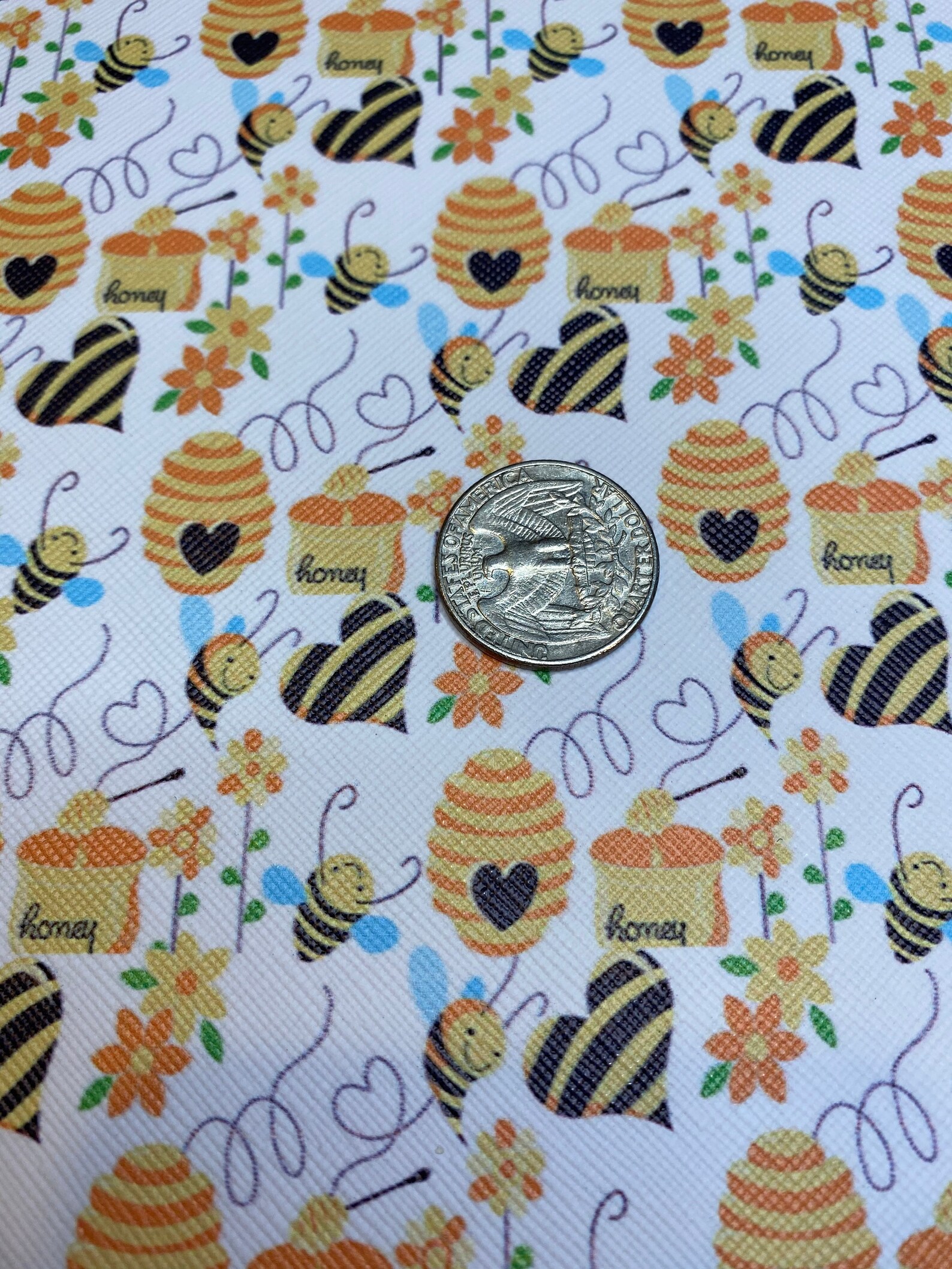 Honey Bee Printed Faux Leather Sheets Pattern Vinyl Fabric - Etsy