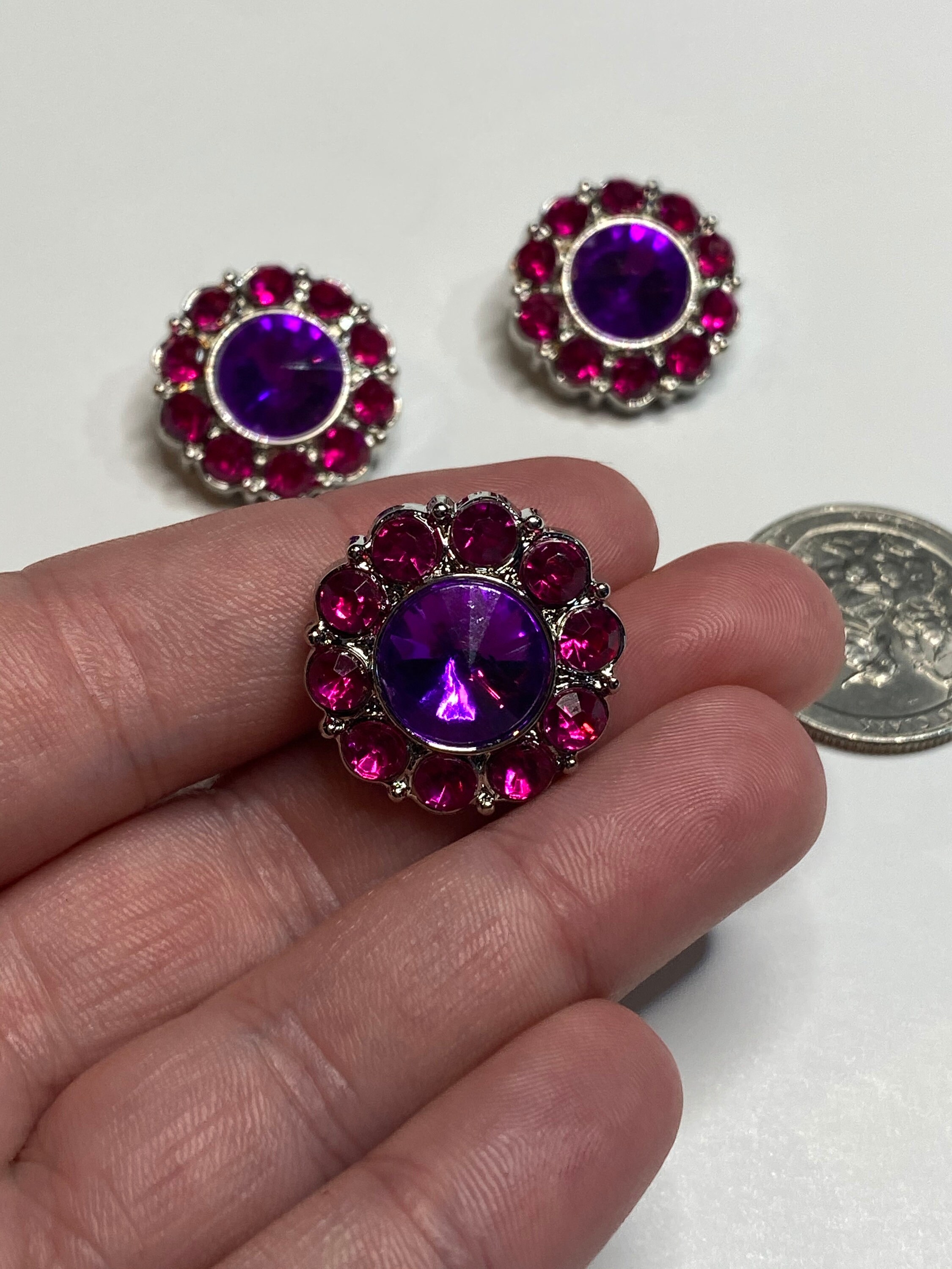 20mm Hot Pink & Purple Rhinestone Button Shank Buttons for - Etsy